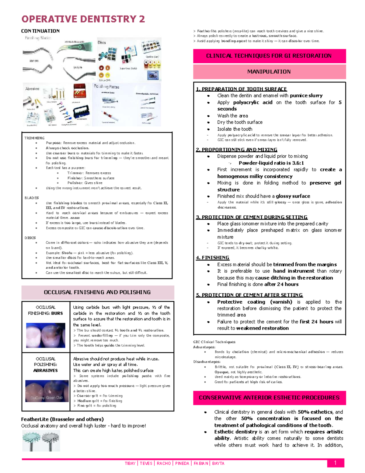 OPD 2 L1 Trans - Finals: Clinical Techniques in Operative Dentistry ...