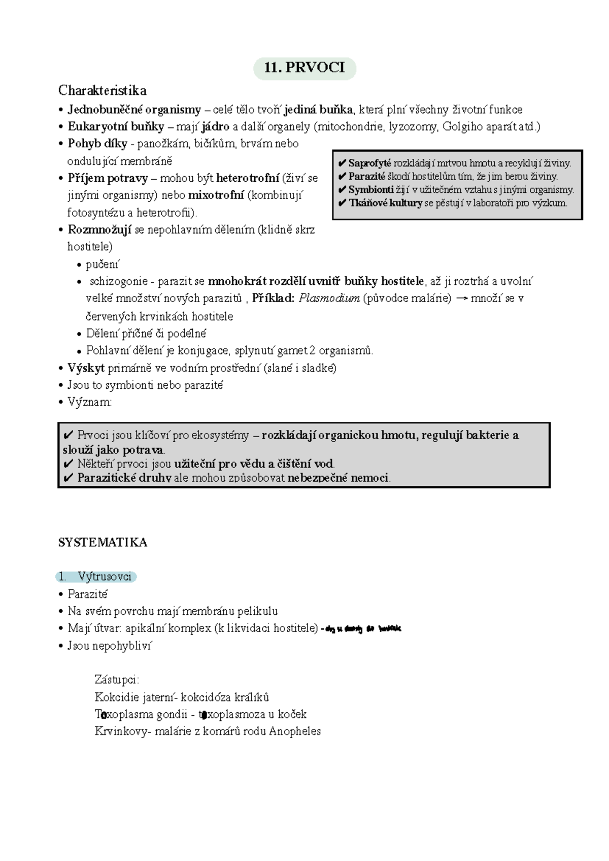 11. Prvoci a živočichové se dvěma zárodečnými listy: Charakteristika a ...