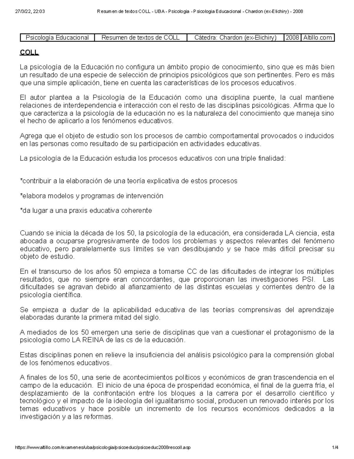 Resumen de textos Coll UBA Psicologia Educacional-chardon-ex-elichiry ...