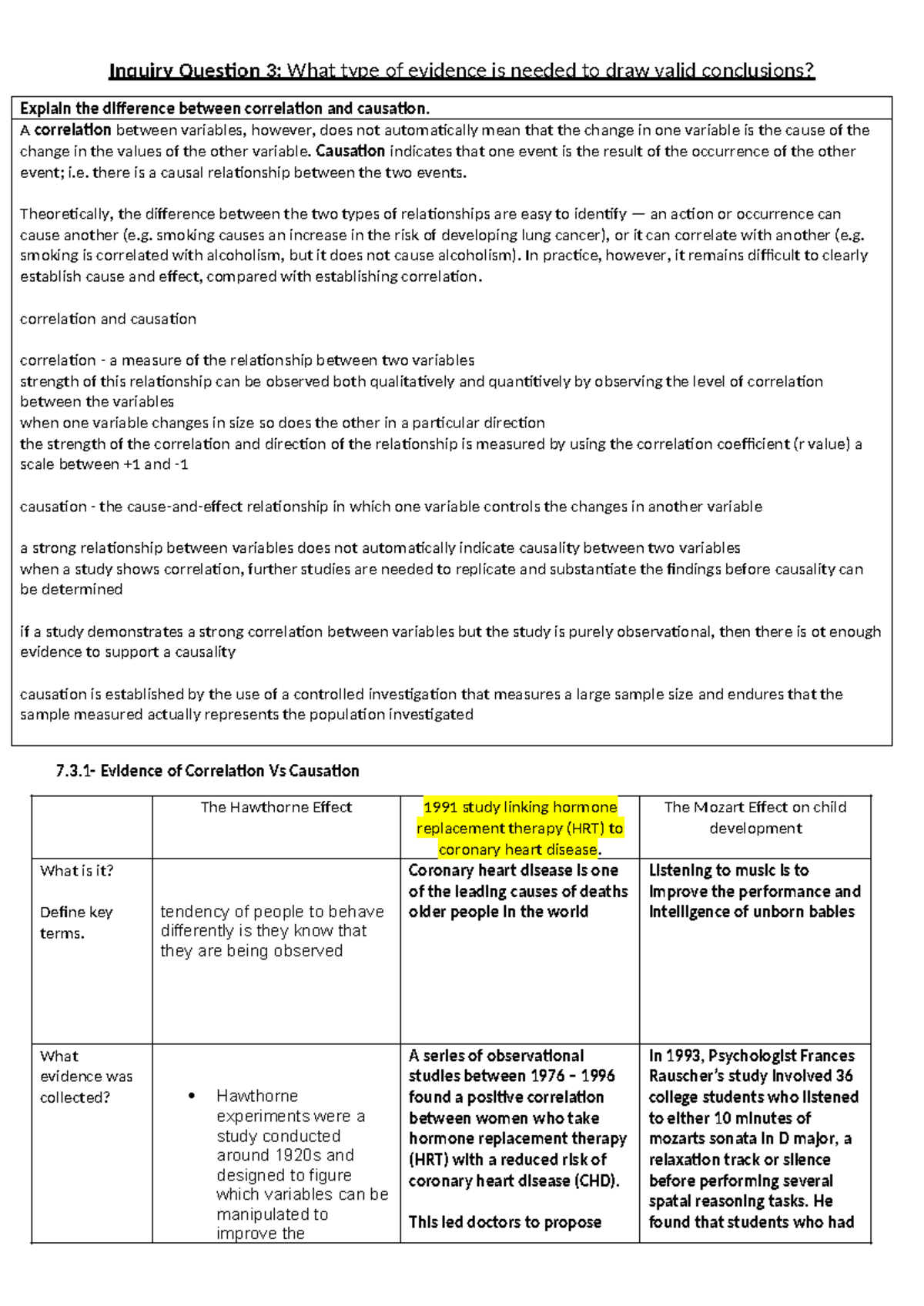 7.3 Summary Worksheet: Correlation vs. Causation Analysis - Studocu