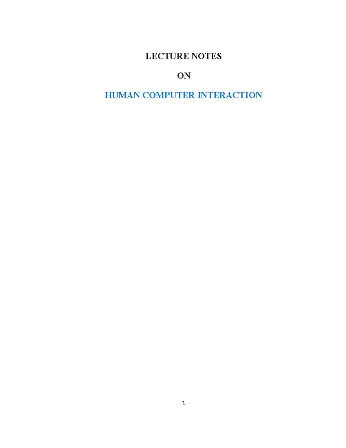 HCI 101: Lecture Notes on Human-Computer Interaction Fundamentals - Studocu