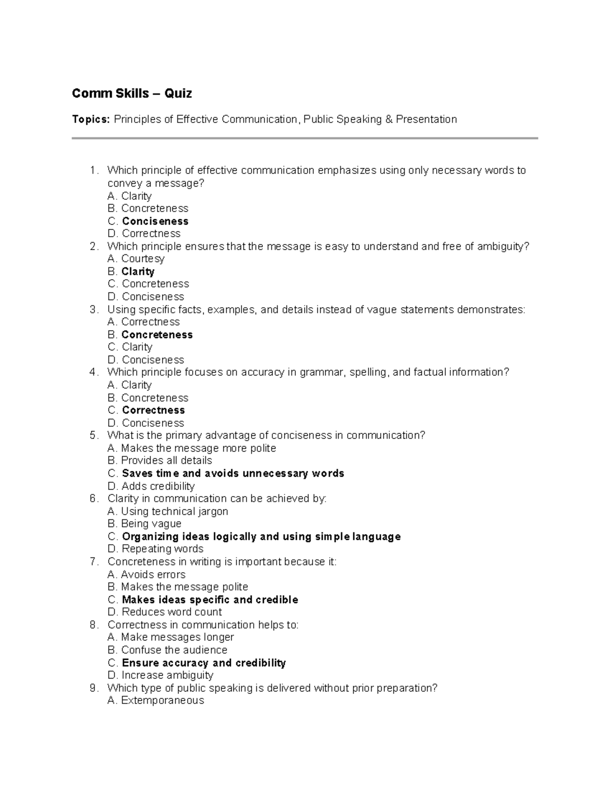 Comm Skills Quiz: Effective Communication & Public Speaking Principles ...