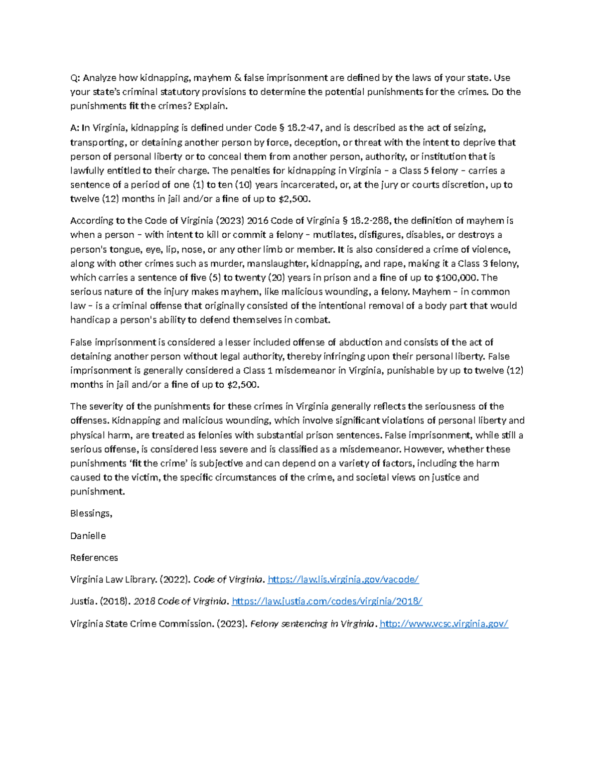 Crimjus 2023 TOP3 DQ1: Analysis of Kidnapping & Mayhem Laws - Studocu