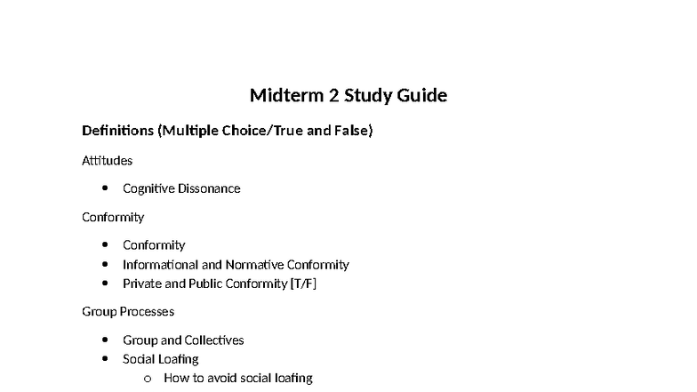 PSY 101 Midterm 2 Study Guide: Key Concepts & Definitions - Studocu