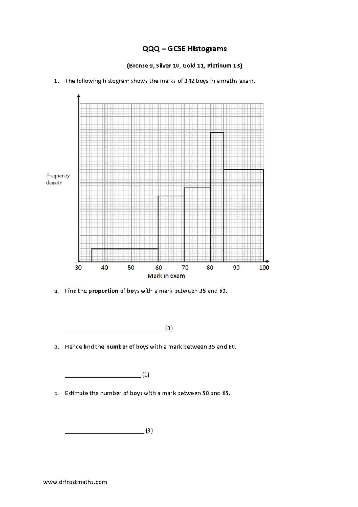 QQQ- Gcsehistograms - Histogram Questions - GCSE Histograms (Bronze 9 ...