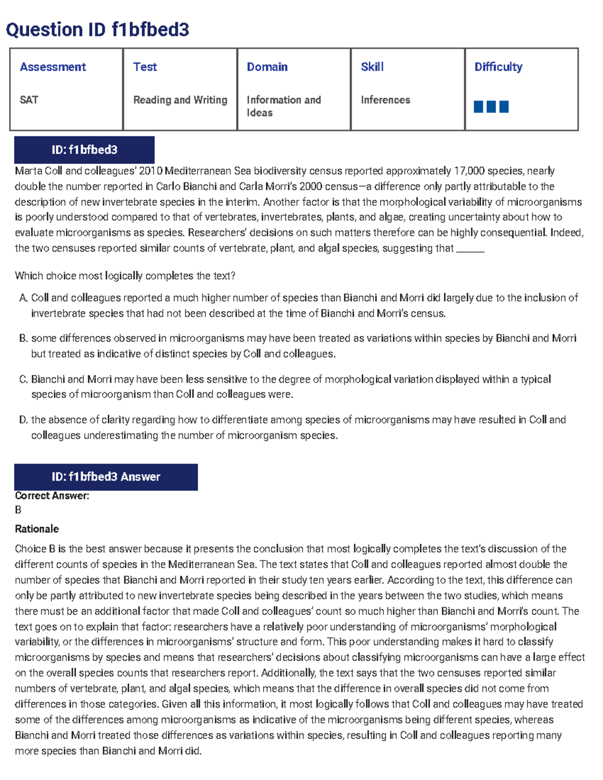 SAT Reading and Writing Assessment Test: Inferences and Evidence ...