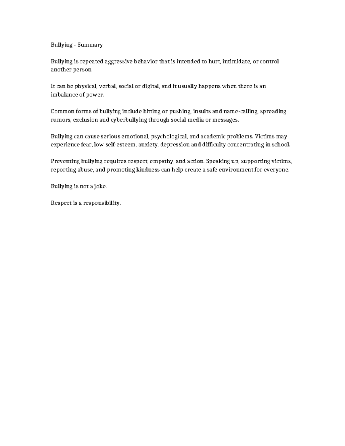 Bullying Summary: Understanding and Preventing Aggressive Behavior ...
