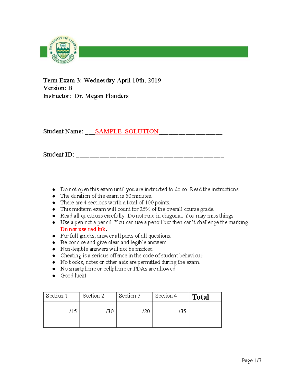 Term Exam 3 175-W19: Solutions and Key Concepts - Studocu