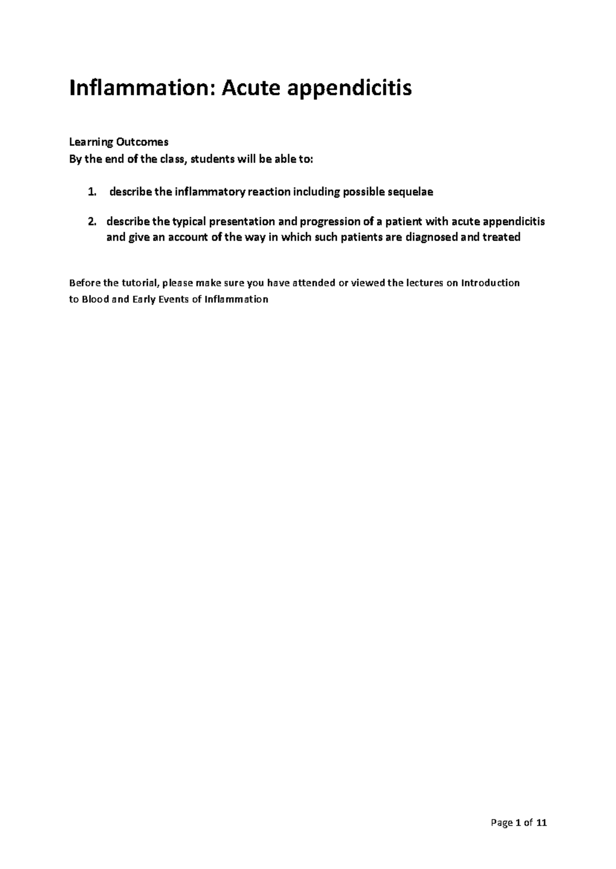 Student Worksheet - Inflammation in Acute Appendicitis - 2025 - Studocu