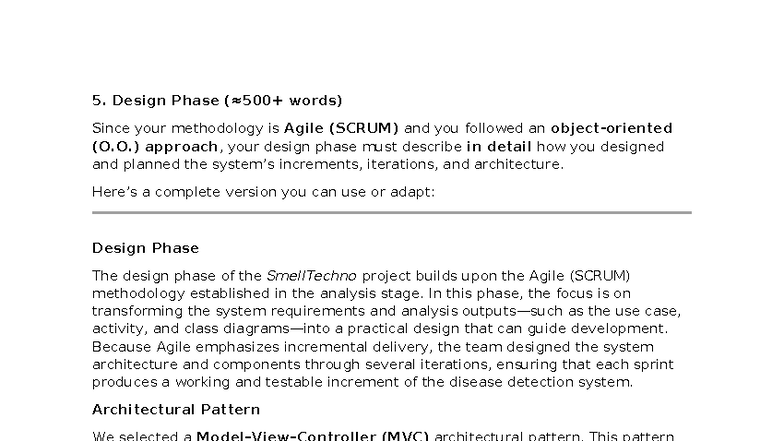 Capstone Project: Design Phase of SmellTechno (Agile SCRUM) - Studocu