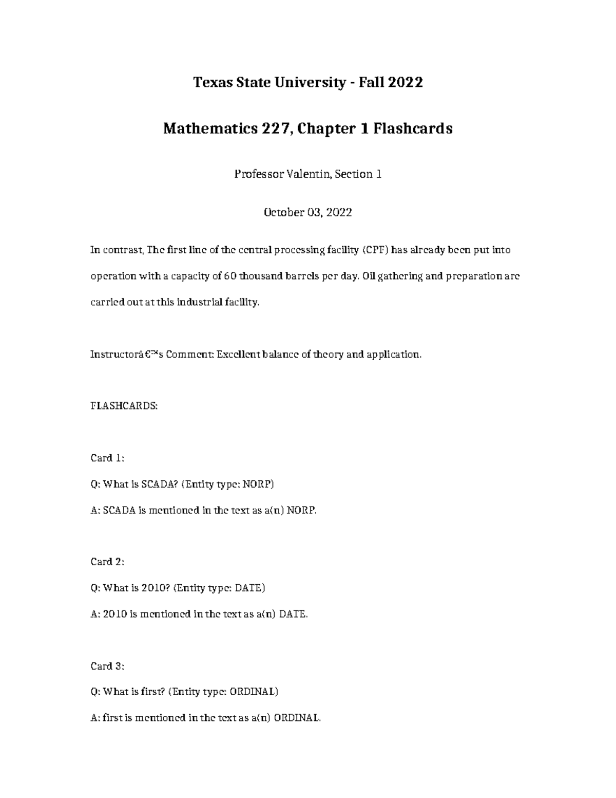 Mathematics 227 Chapter 1 Flashcards - Texas State University - Fall ...