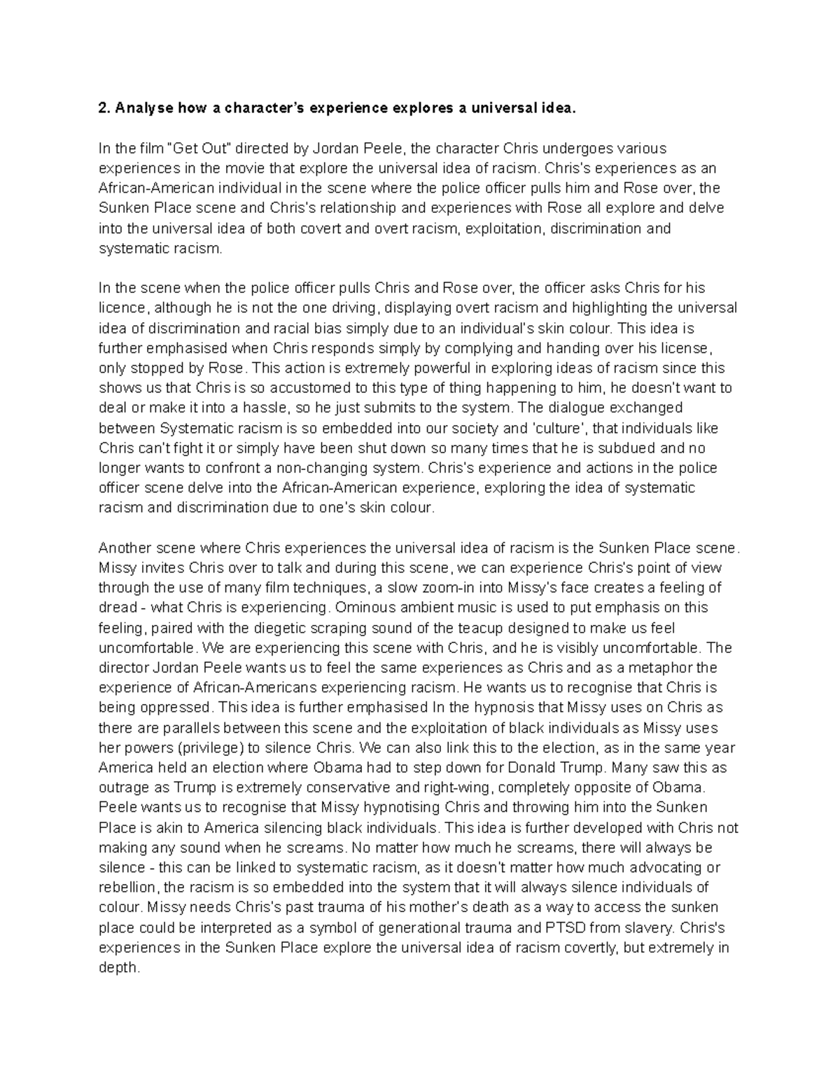 NCEA Level 2 English AS91099 - Analyzing Racism in GET OUT - Studocu