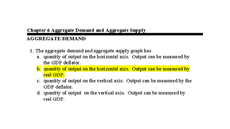 Chapter 6 Aggregate Demand and Supply Notes AD-AS 20(2022) - Studocu