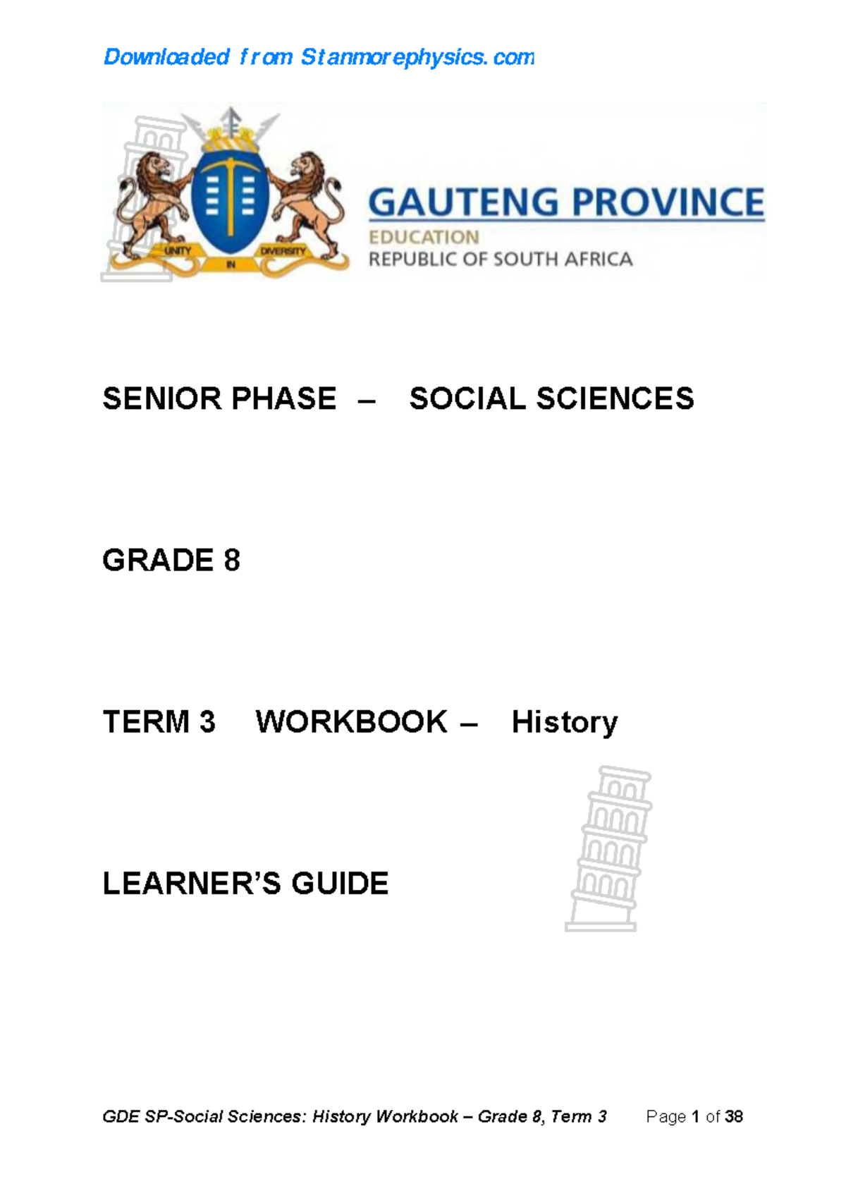Grade 8 History Term 3 Workbook: Learner’s Guide to Colonisation - Studocu