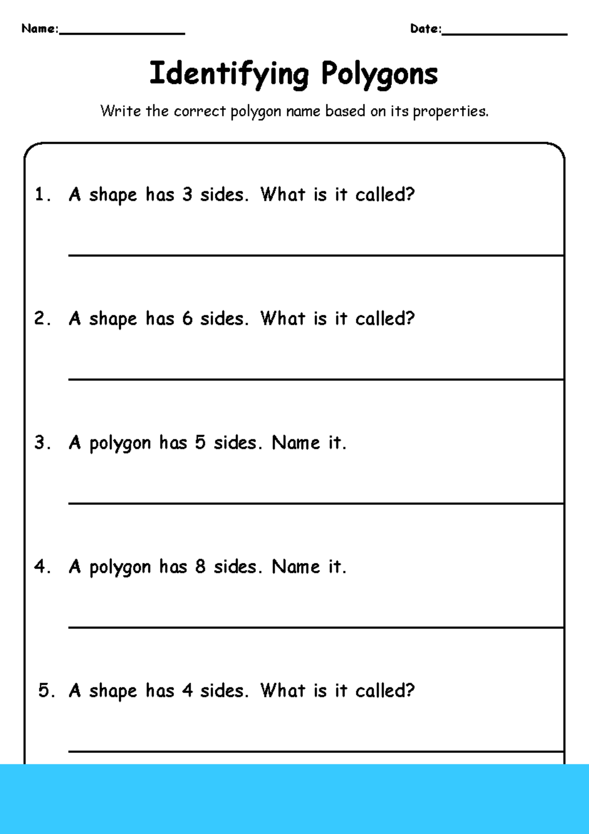 Identifying Polygons - 5th Grade Worksheet for Geometry Concepts - Studocu