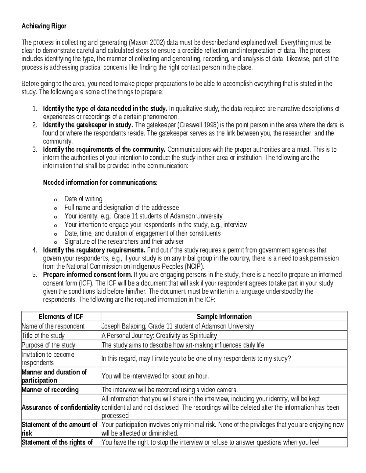 PR-1-Lesson-8 - Data Collection - Achieving Rigor The process in ...