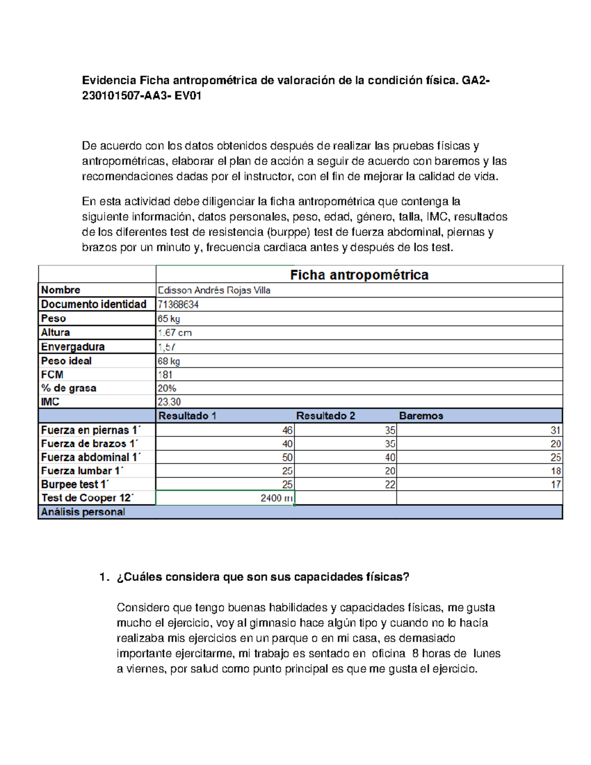 GA2-230101507-AA3: Ficha Antropométrica para Valoración Física - Studocu