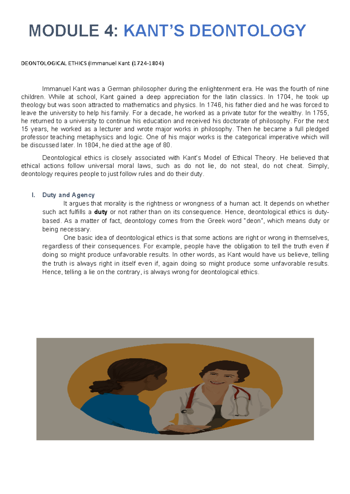 MODULE 4: DEONTOLOGY AND KANTIAN ETHICS - A COMPREHENSIVE OVERVIEW ...
