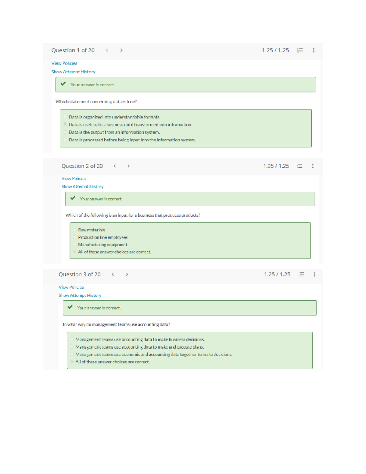 ACC-315 1-3 Quiz - Key Concepts and Business Data Analysis - Studocu