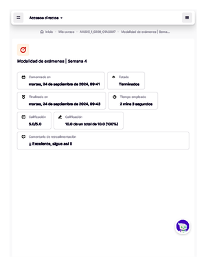 Evaluación e indicadores del desempeño SEM 1 - PREGUNTA 1 Señalar con bandera la pregunta ...