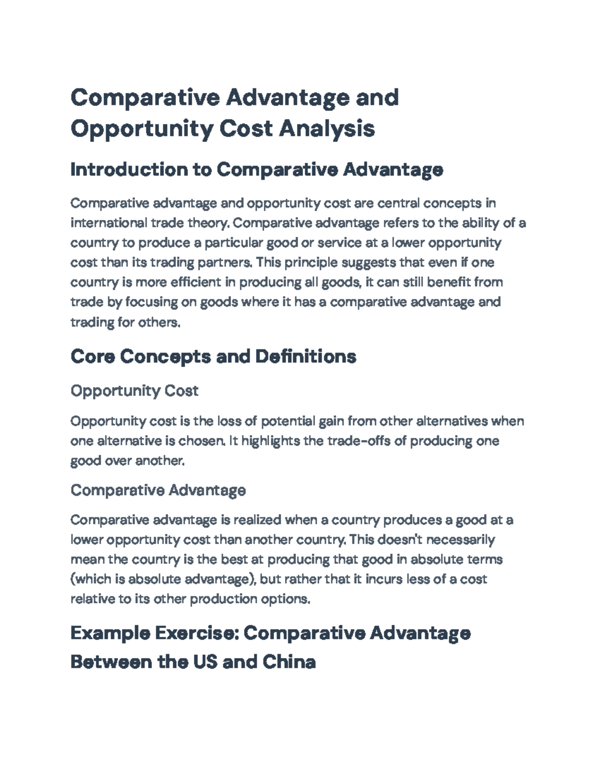 Comparative Advantage & Opportunity Cost Analysis: Economic Principles ...