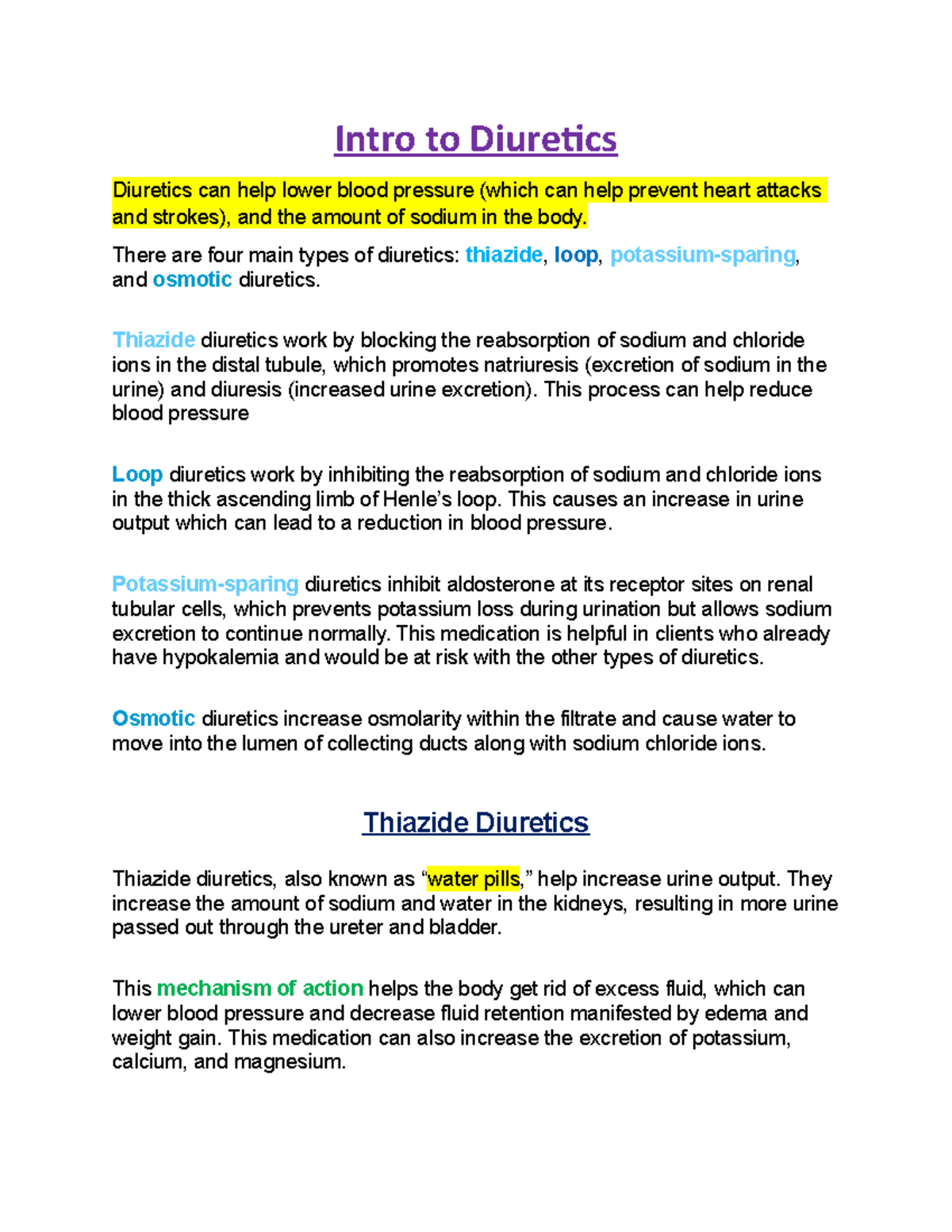 Intro to Diuretics Lecture (PHRM 101) - Mechanisms & Nursing Insights ...
