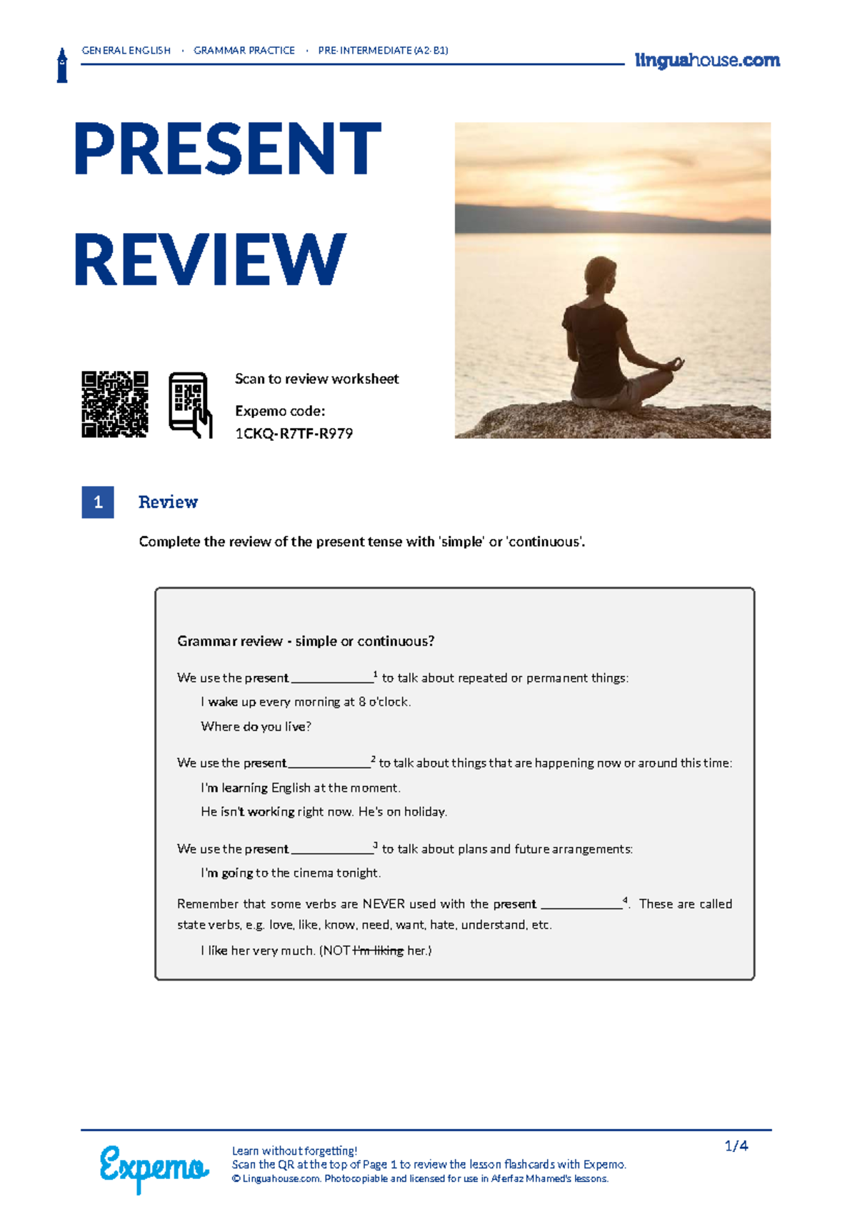 GENERAL ENGLISH GRAMMAR: PRESENT TENSE REVIEW (QrrkoD) - Studocu