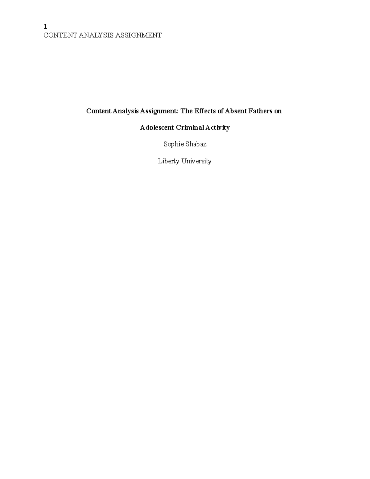 Content Analysis Assignment Content Analysis Assignment Content