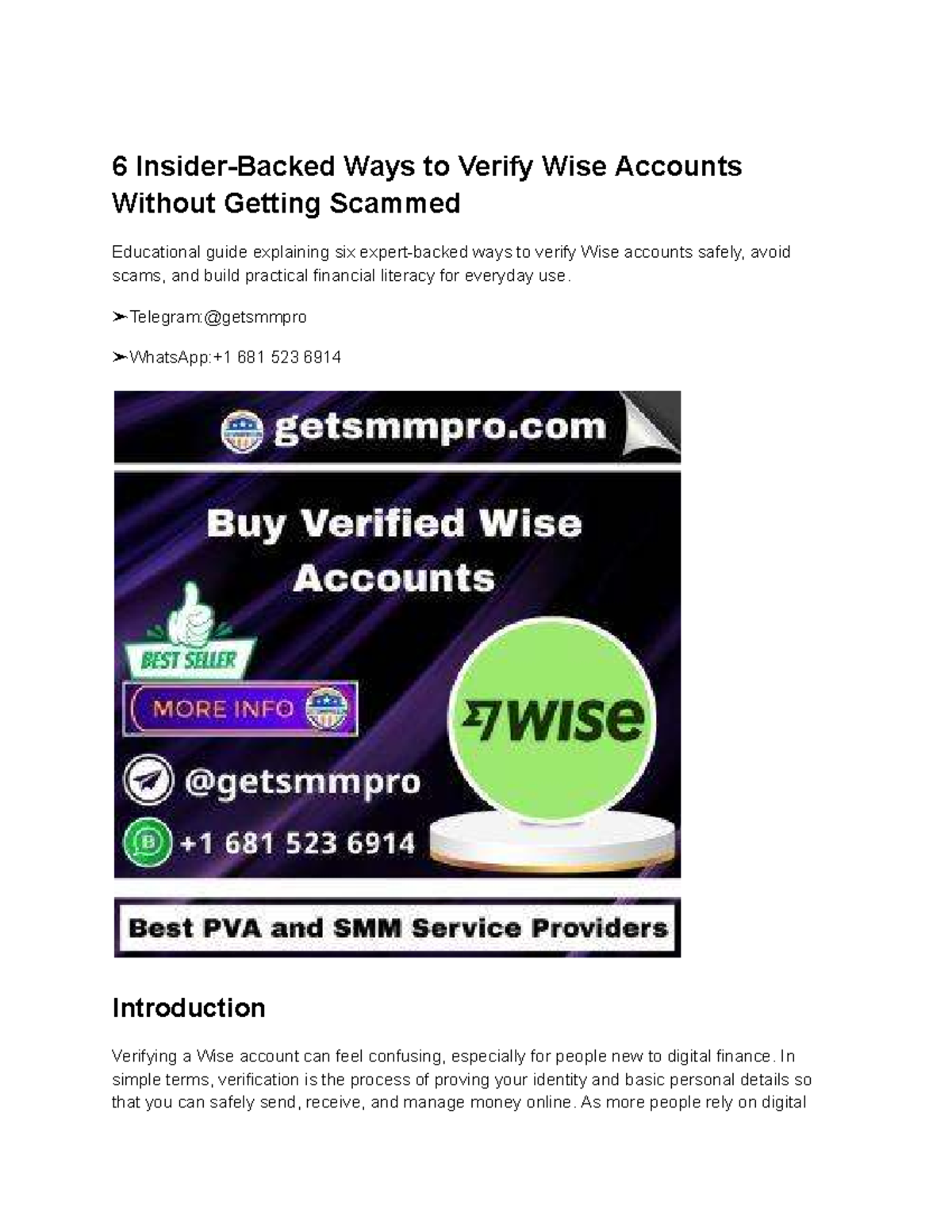 6 Essential Tips for Safely Verifying Wise Accounts (681 523 6914 ...