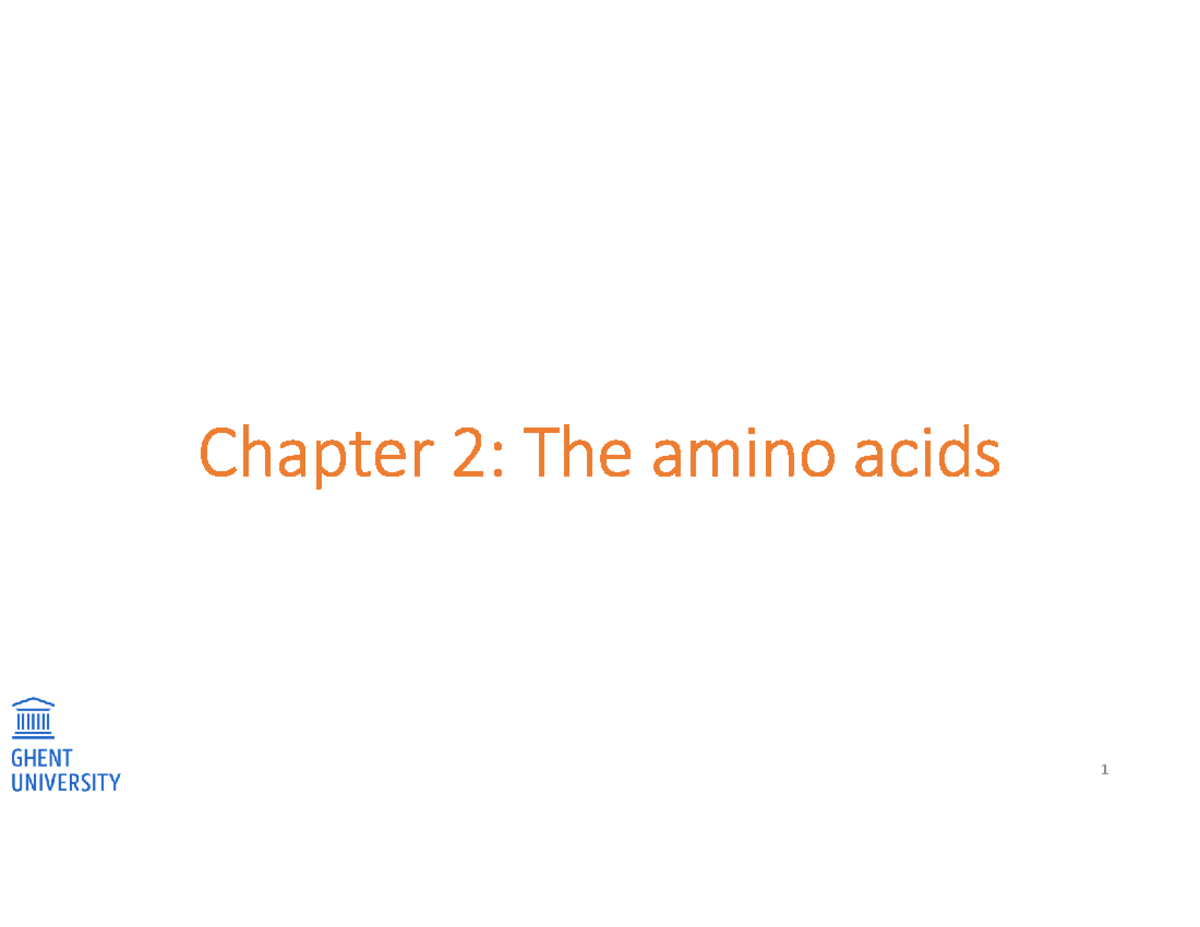 Chapter 2: Amino Acids and Protein Modifications - PPT - Studocu