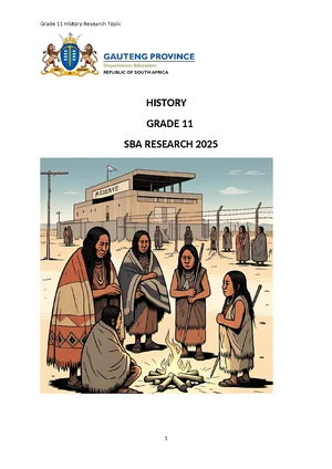 2025 History Grade 11 Research Task on Aboriginal Displacement ...