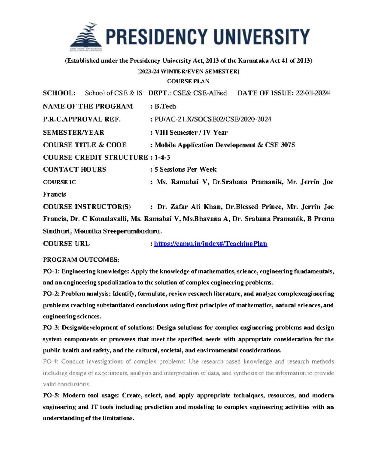 CSE3075 Mobile App Development Course Handout - Winter 2023-24 - Studocu