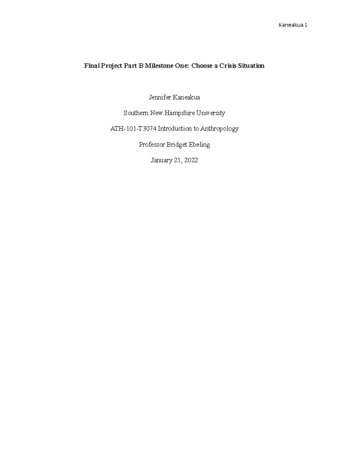 3-3 Final Project Part B Milestone One Choose a Crisis Situation ...