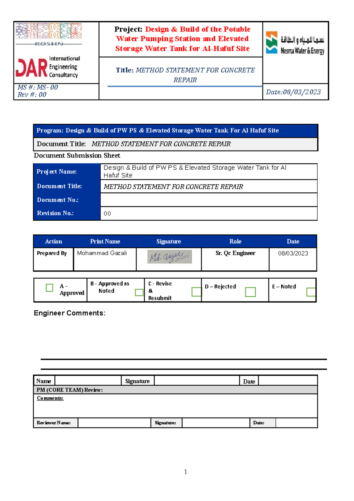 **Final Exam MS-00: Method Statement for Concrete Repair Overview** - Studocu