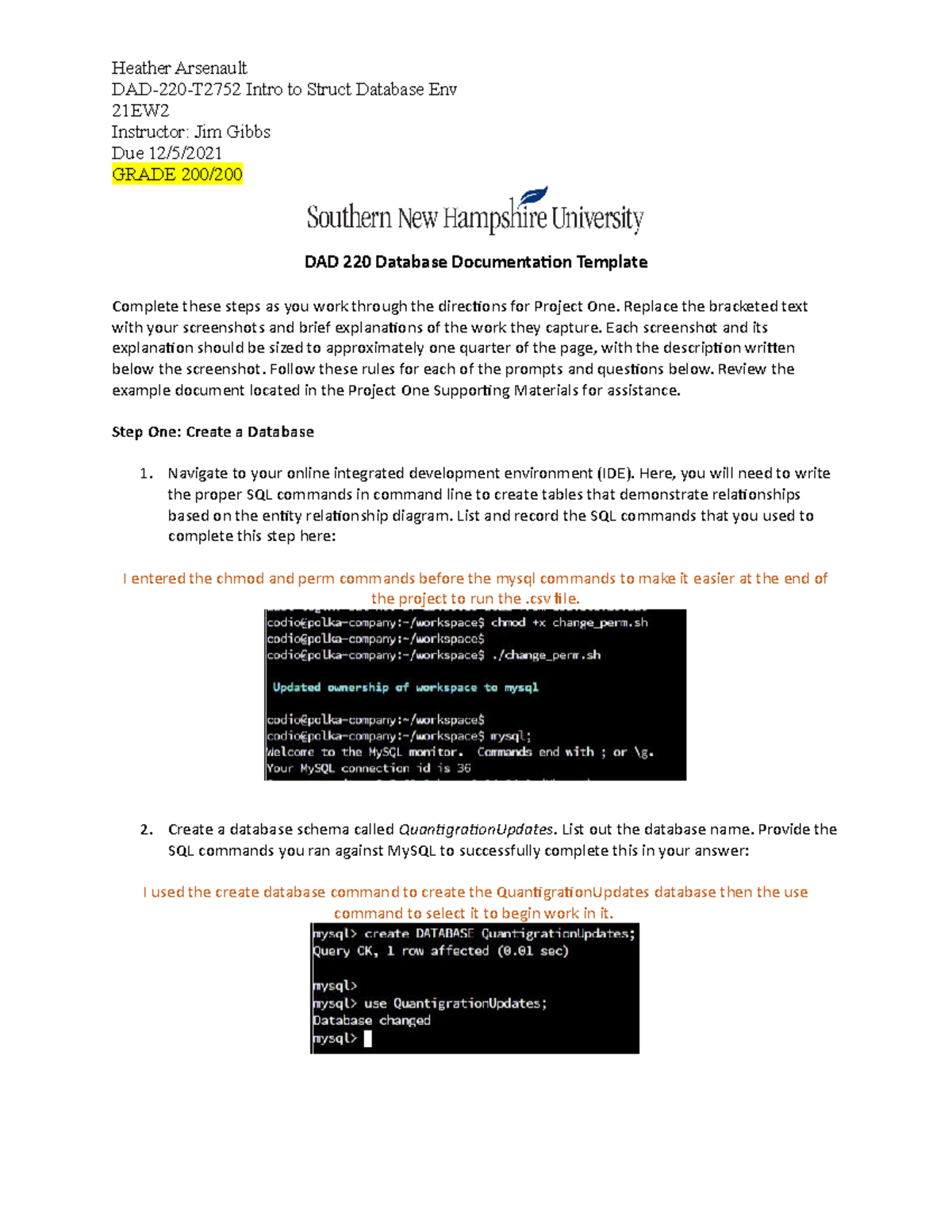 DAD 220 Module 6 Project One - DAD-220-T2752 Intro to Struct Database ...