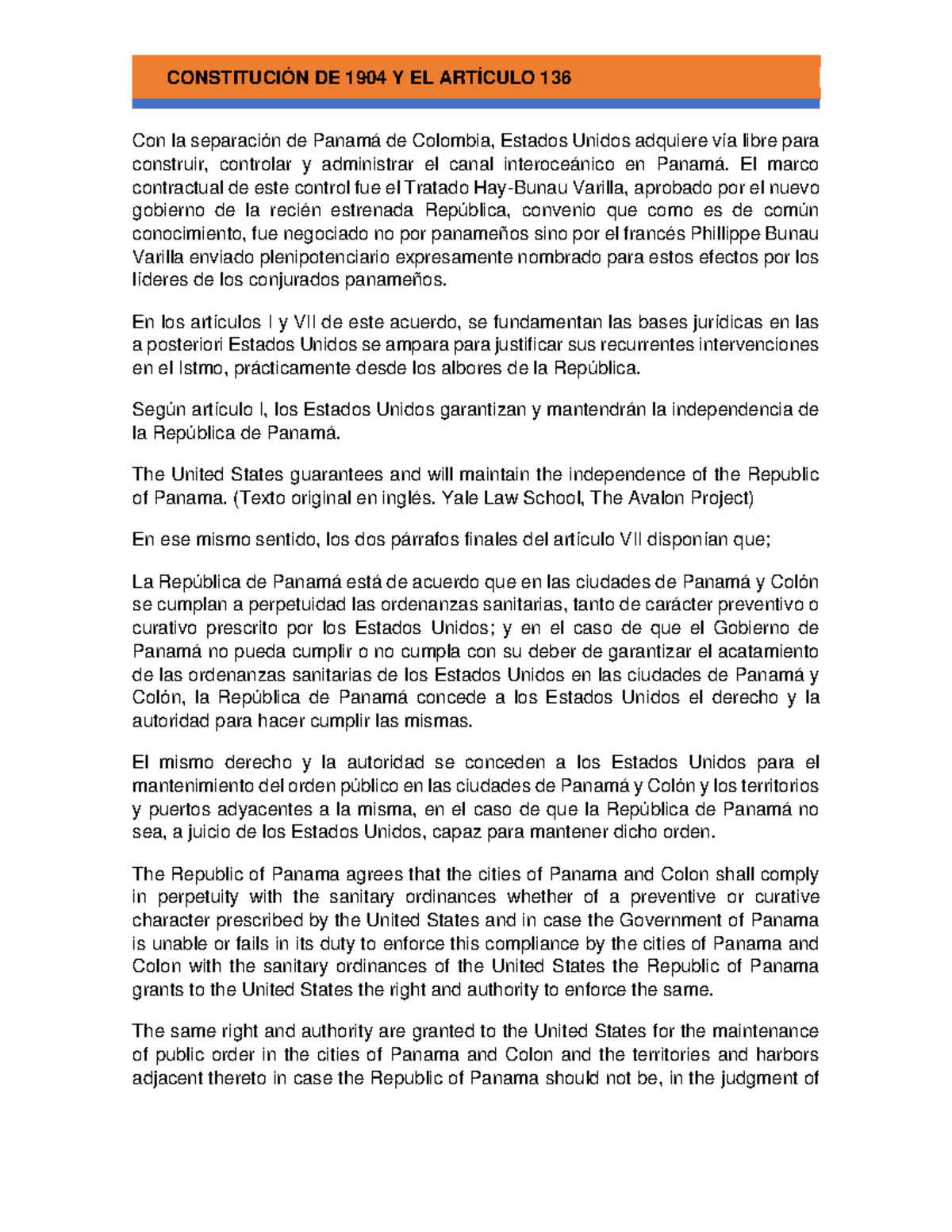 Análisis del Artículo 136 de la Constitución de 1904 y su Contexto ...