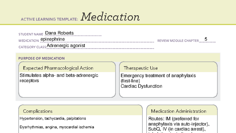 ACTIVE LEARNING TEMPLATE: Medication Epi - Review Module - Studocu