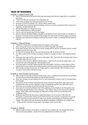 Year of Wonders - Key Events - Chapter Summaries Chapter 1 - Apple ...