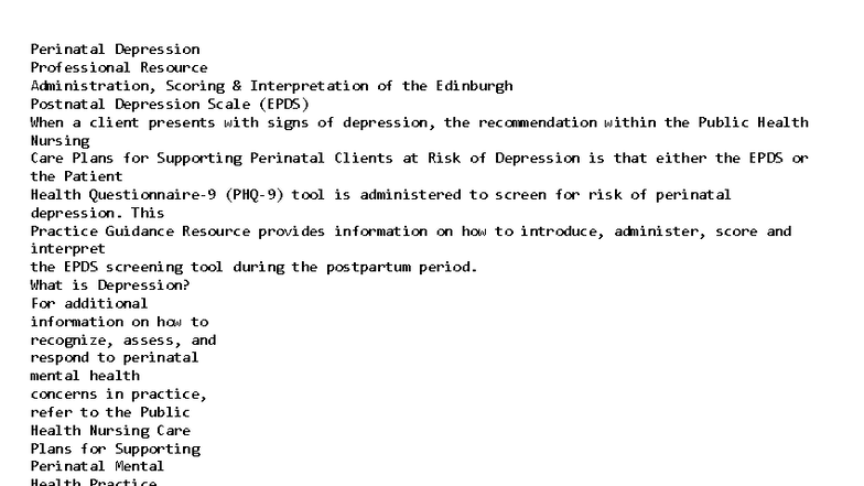 EPDS Scale Administration & Interpretation Guide for Perinatal Clients ...
