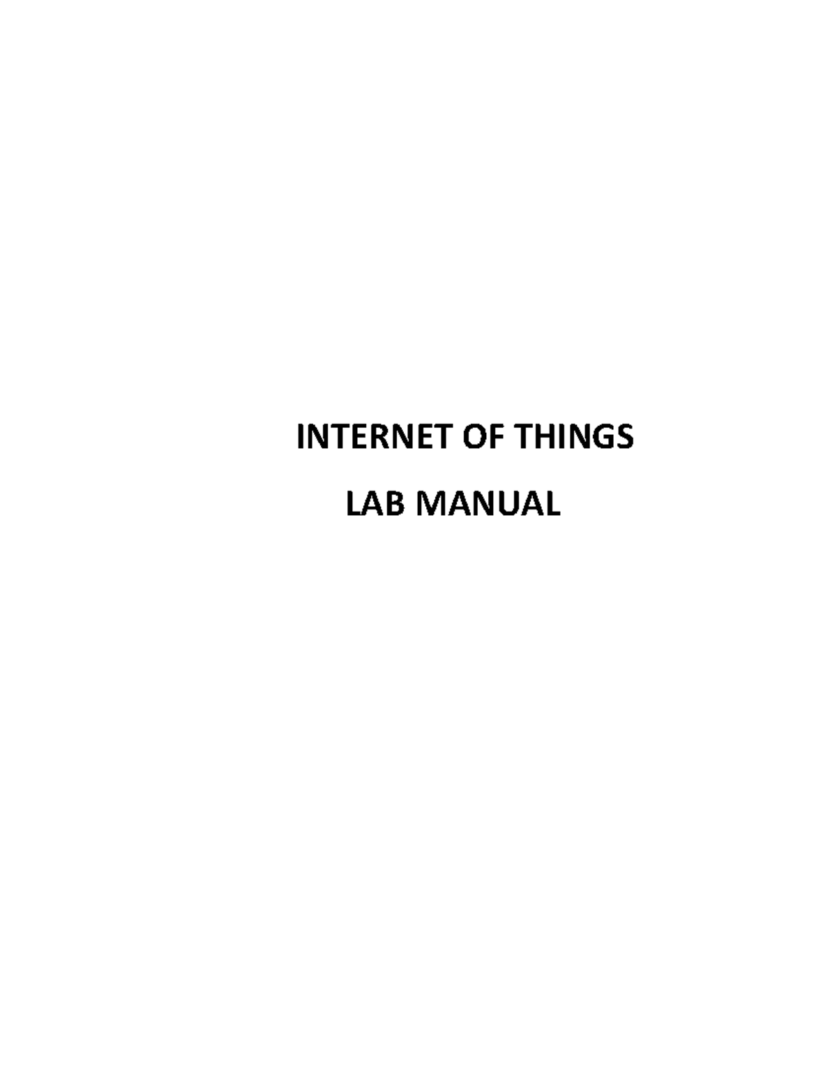 IOT Workshop Lab Manual: Arduino Experiments and Projects - Studocu