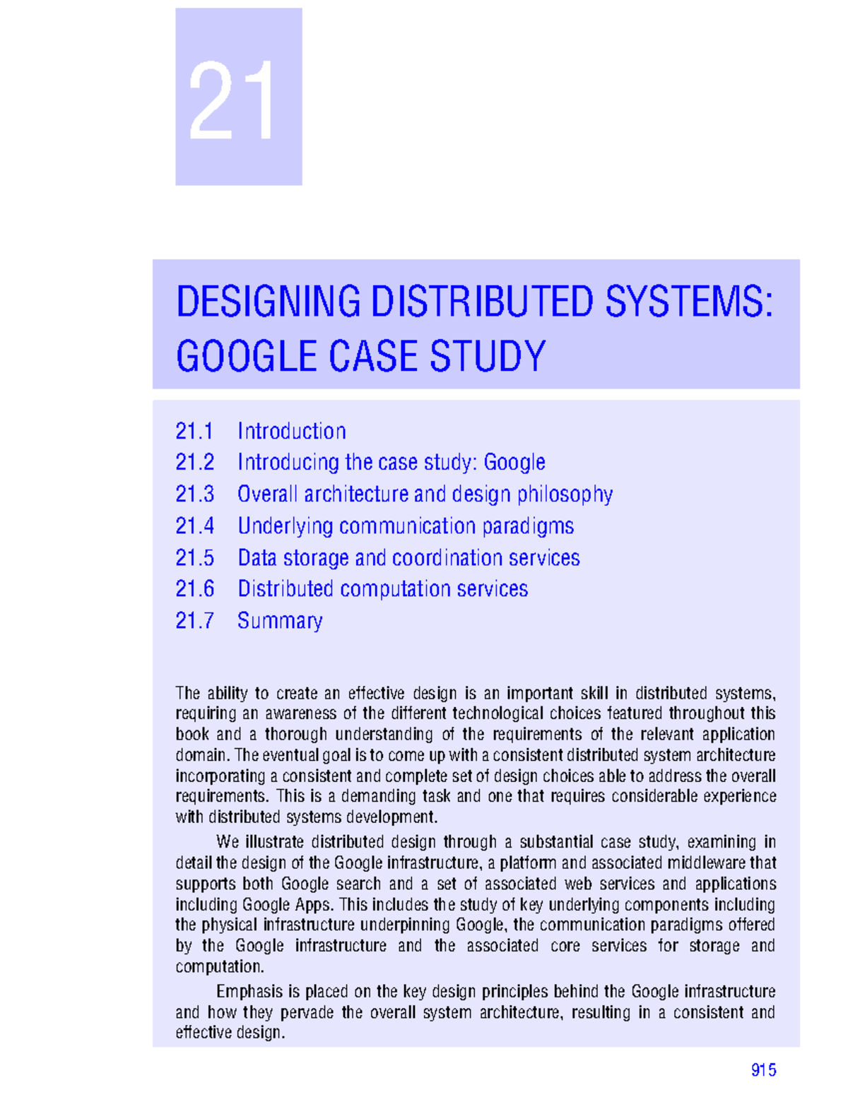 DC - Google Case Study from Coulouris - 915 21 DESIGNING DISTRIBUTED ...