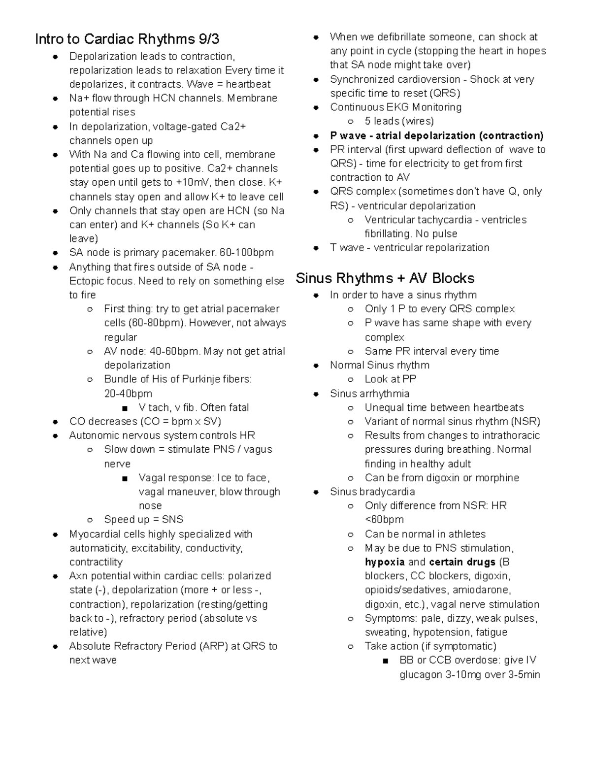 Cardiac Rhythms & AV Blocks: Comprehensive Overview - Course 101 - Studocu