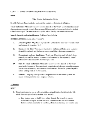 Informative Speech Self Evaluation - COMX 111A INTRODUCTION TO PUBLIC ...