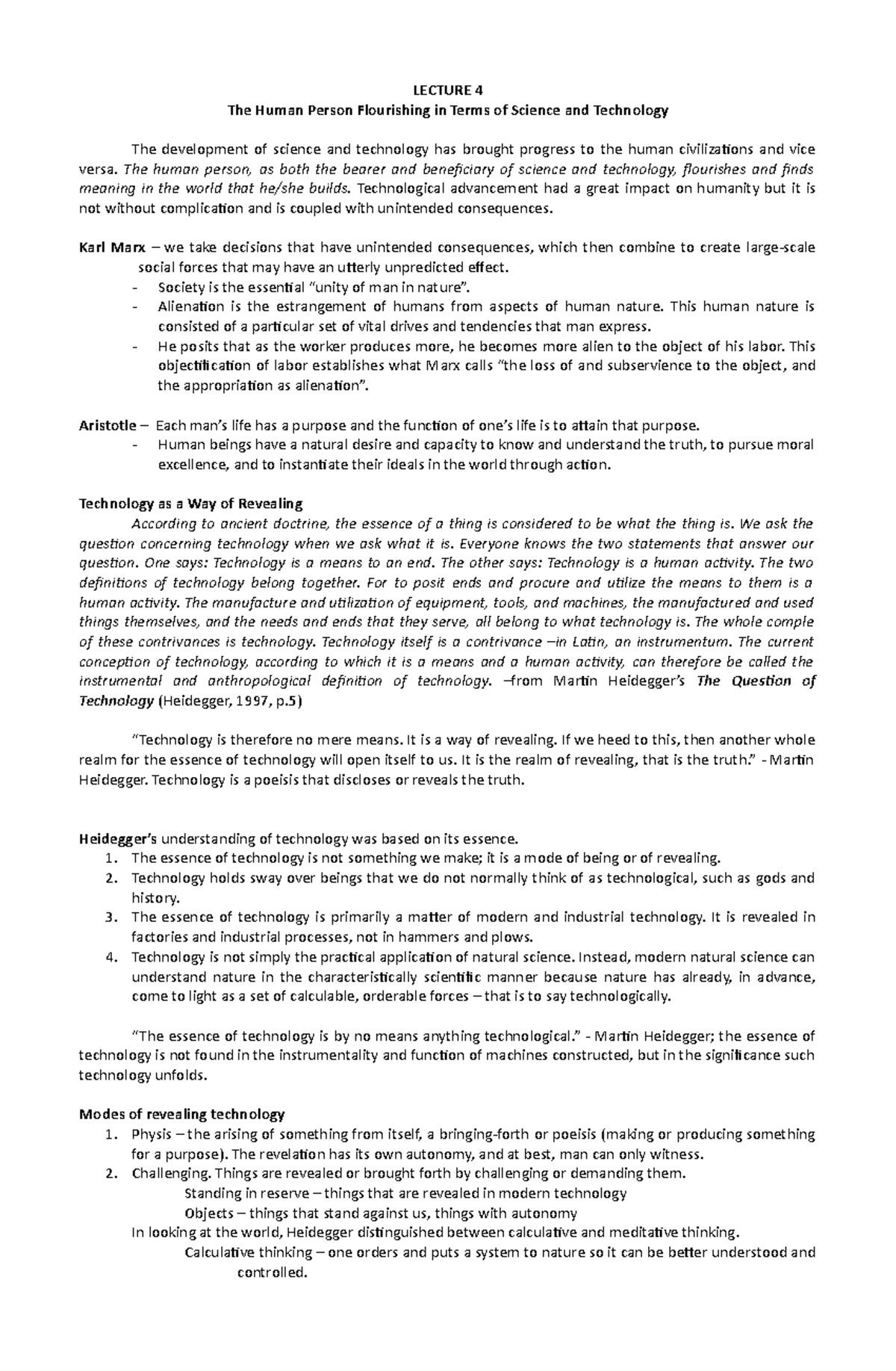 GEd 109 STS Lecture 4 Human Flourishing in Science and Technology ...