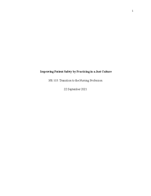 NR103 Week 3 Mindfulness Reflection - NR103 Transition to the Nursing ...