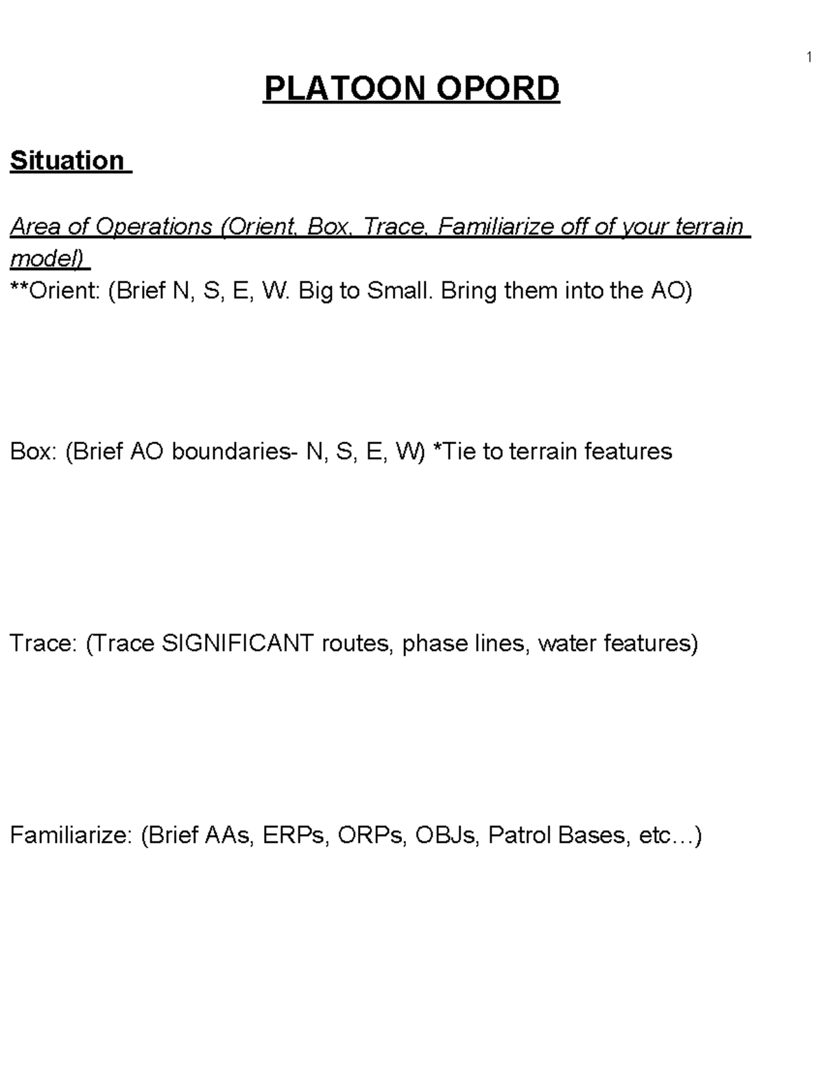1 PLT OPORD: Terrain Analysis & Mission Planning Overview - Studocu