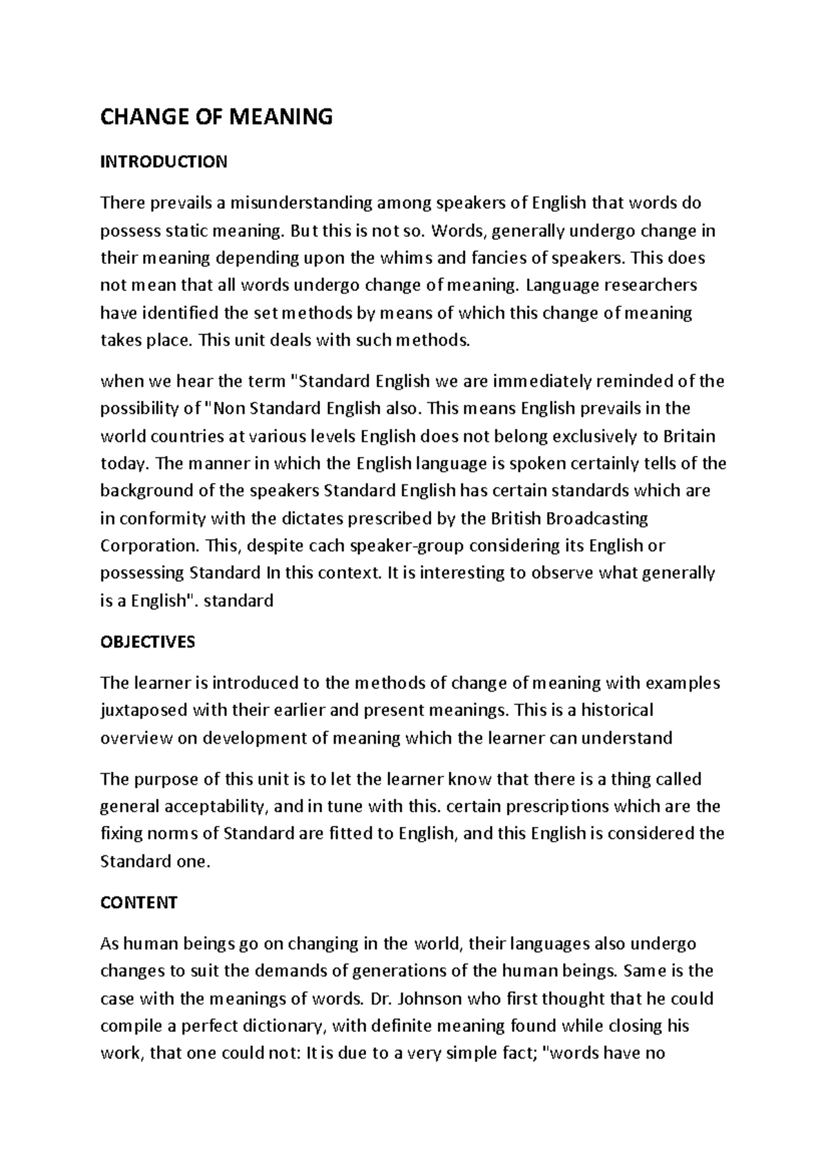 Change of Meaning in English: An Overview of Semantic Evolution - Studocu
