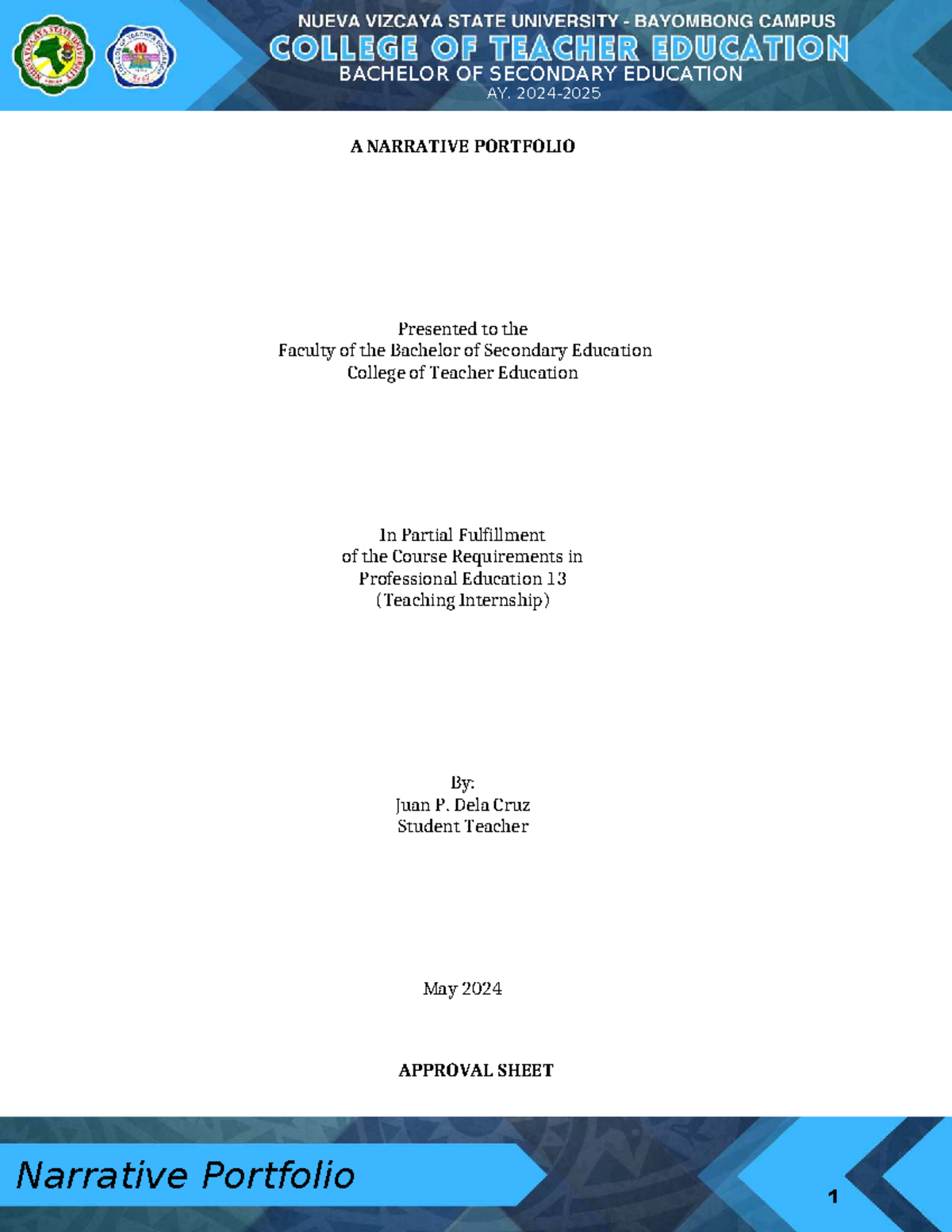 BSEd AY 2023-2024 Narrative Portfolio for Teaching Internship (Prof Ed ...