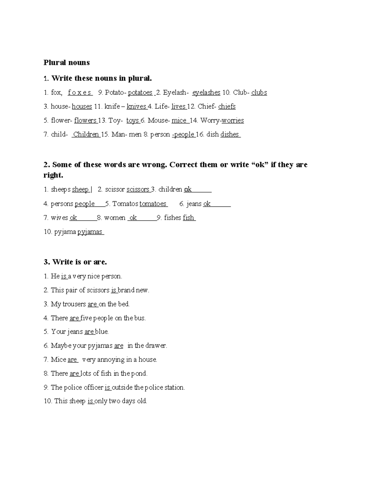 Homework 7 - Plural Nouns & Corrections (Clase 6,7) - Studocu
