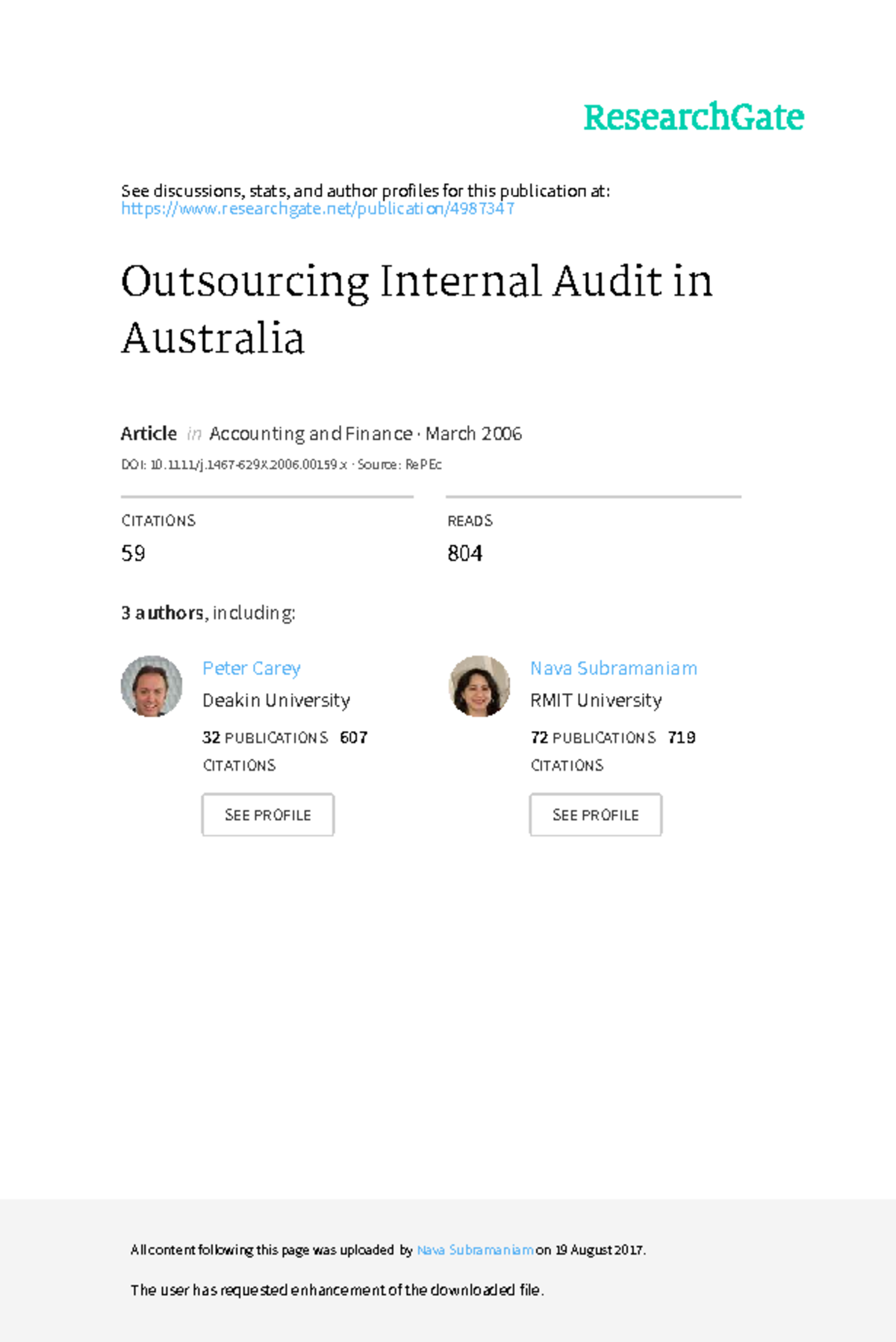 Outsourcing Internal Audit in Australia: Key Determinants and ...